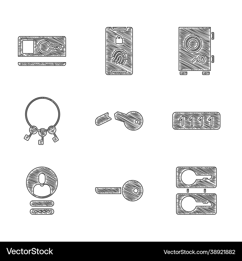 Set broken key key casting keys password Vector Image