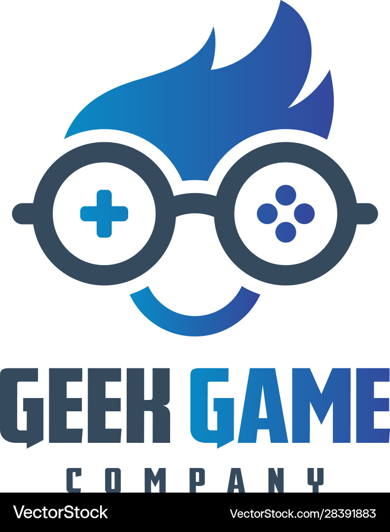Online geek game logo design Royalty Free Vector Image