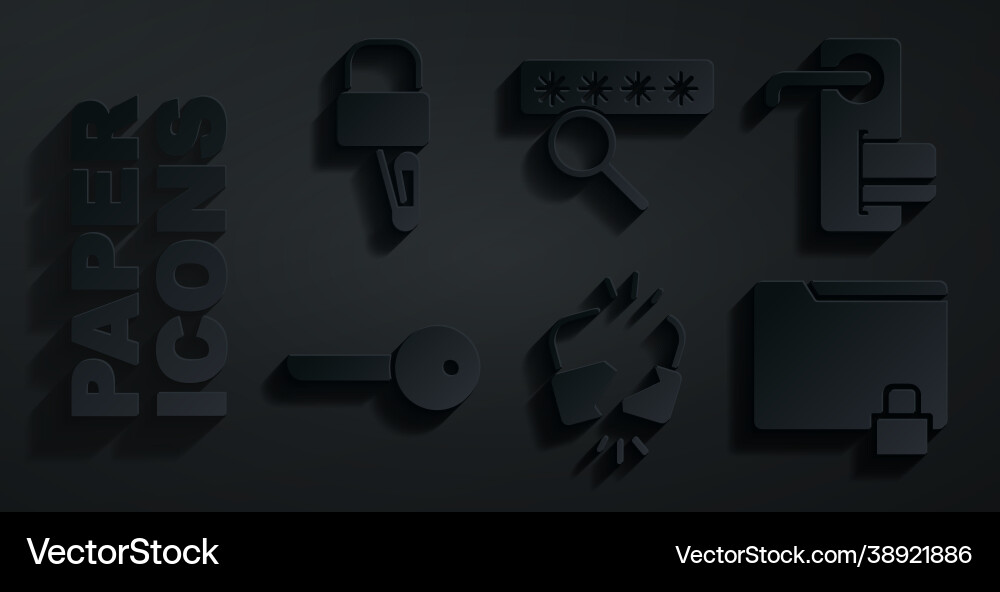 Set broken or cracked lock digital door key Vector Image