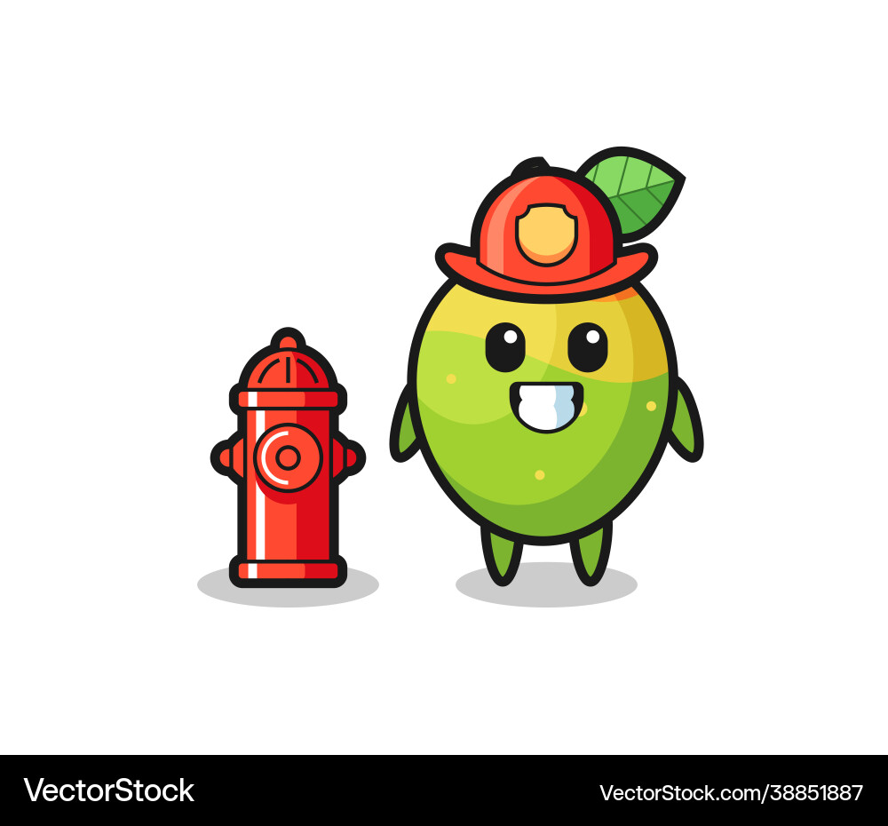 Mascot character mango as a firefighter Royalty Free Vector