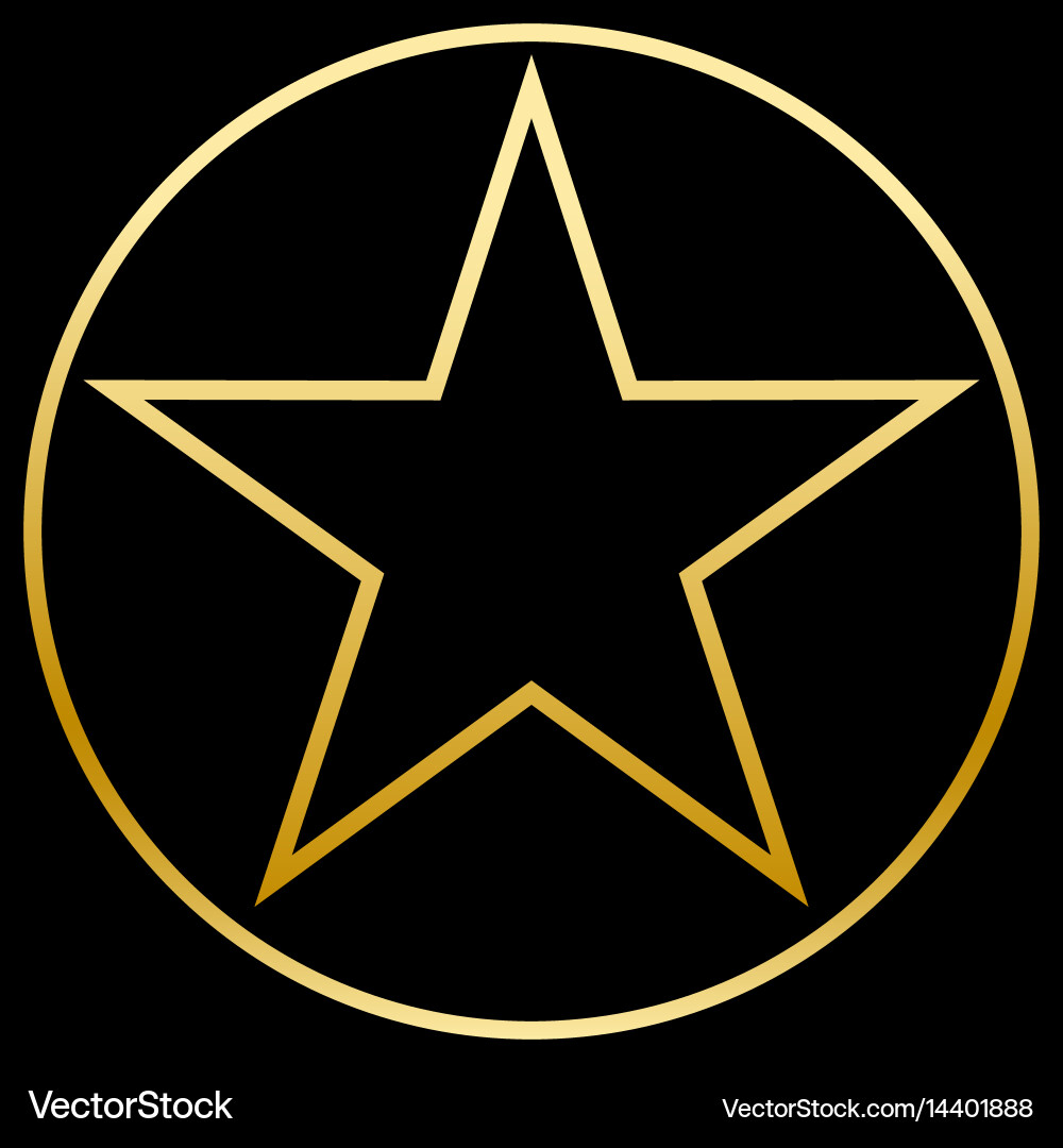 Gold star in a golden circle simple form flat Vector Image