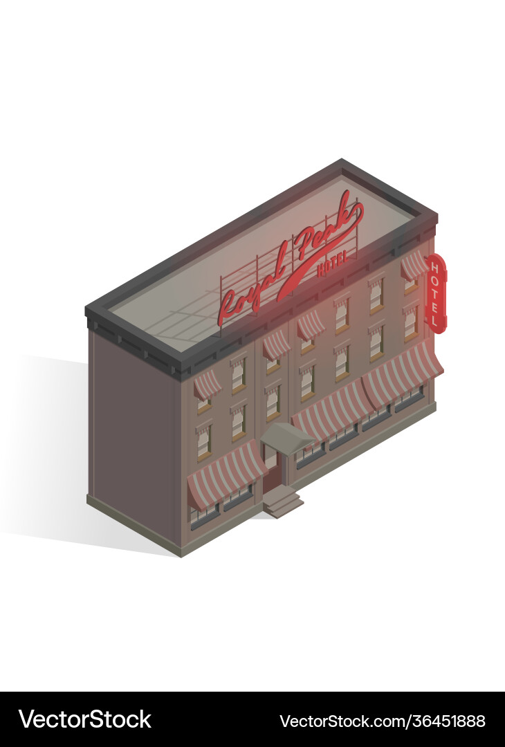 Isometric hotel block house Royalty Free Vector Image