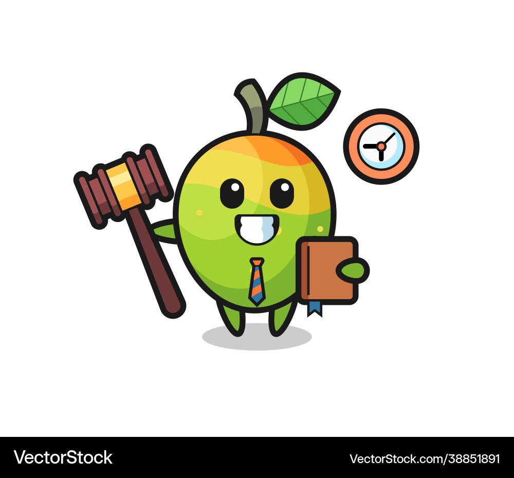 Mascot cartoon mango as a judge Royalty Free Vector Image