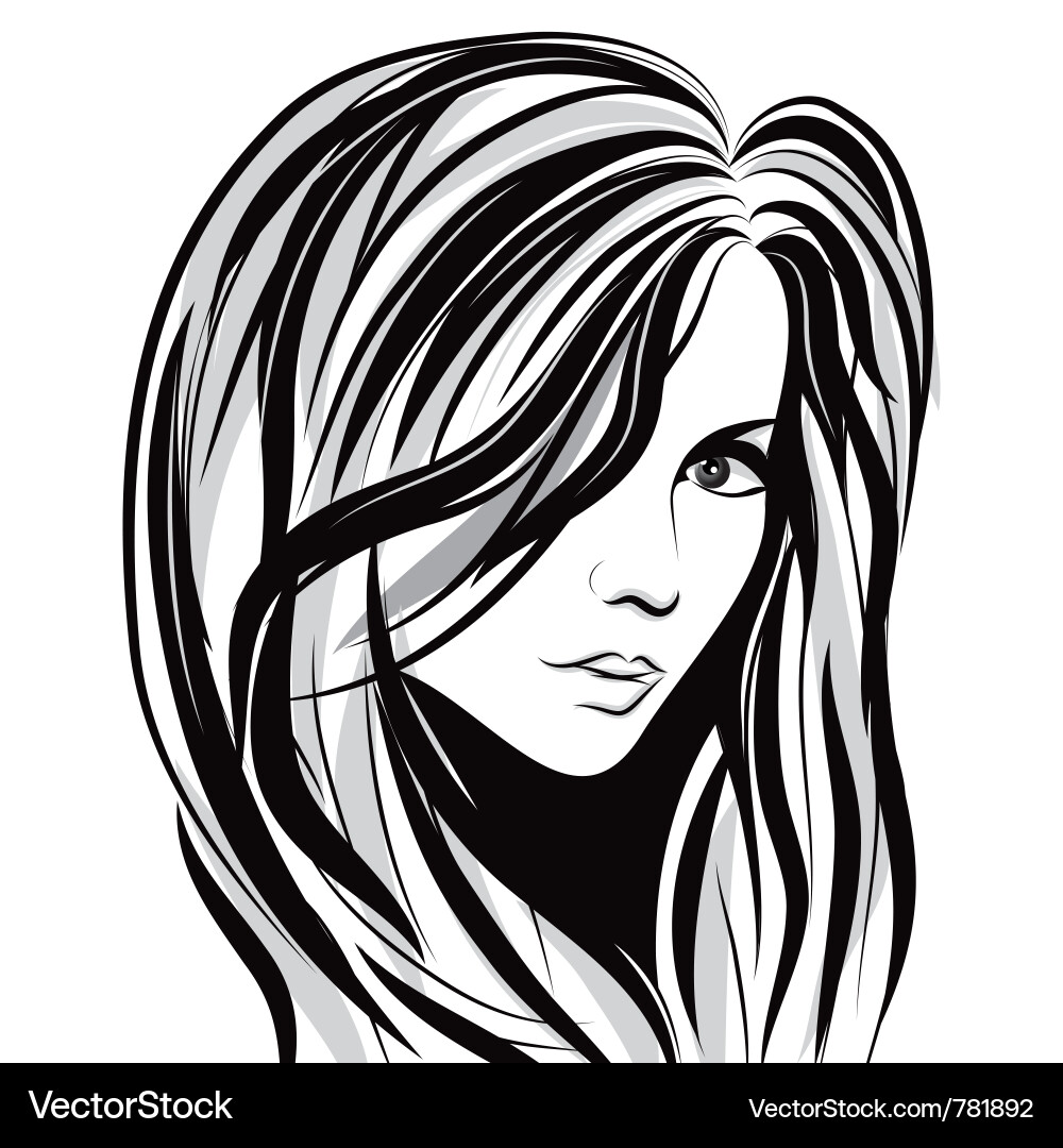 Girl sketch face Royalty Free Vector Image - VectorStock