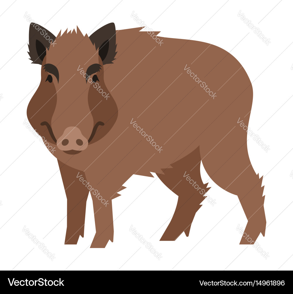 Cute smiling wild boar cartoon Royalty Free Vector Image