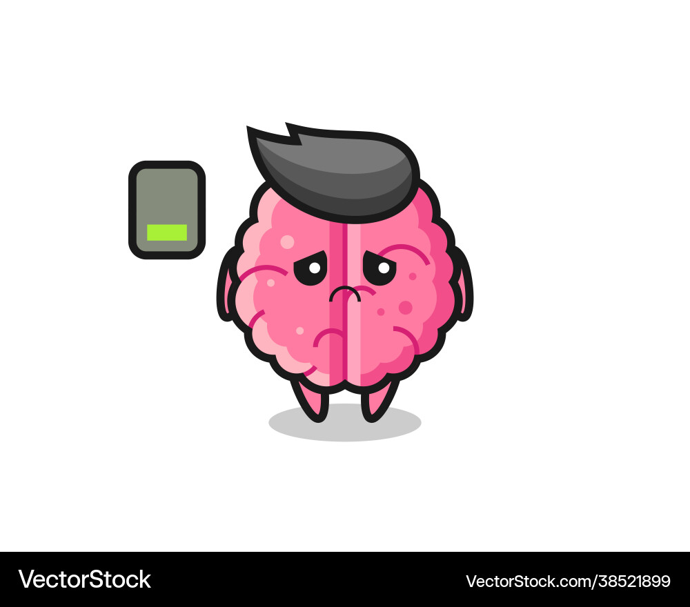 Brain mascot character doing a tired gesture Vector Image
