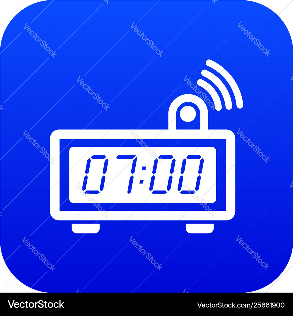 Electronic alarm clock icon blue Royalty Free Vector Image