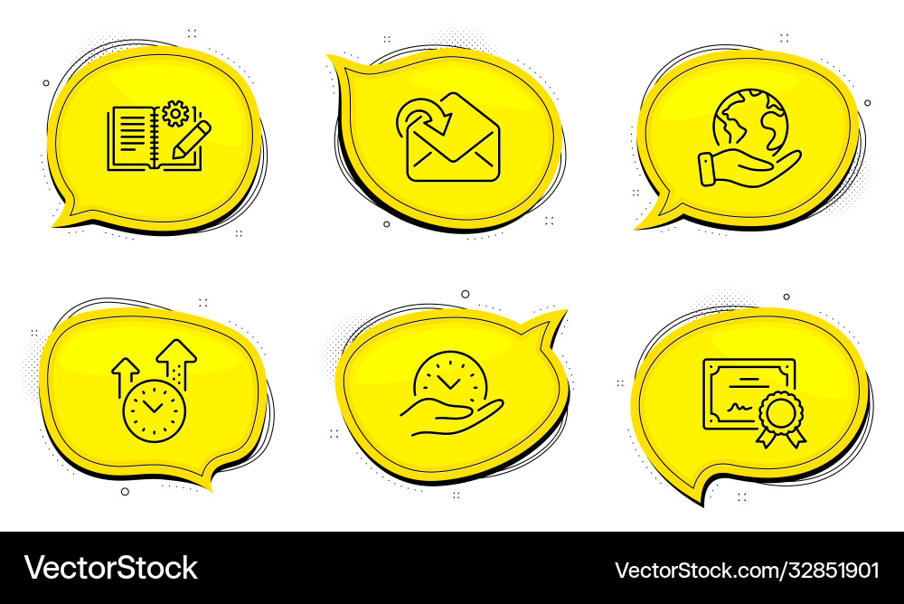 Safe time time management and receive mail icons Vector Image