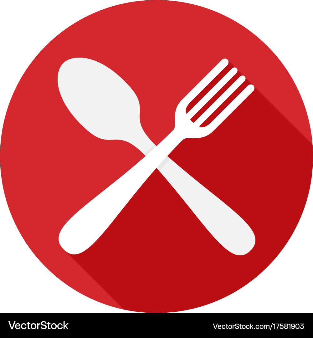 Fork and spoon icon with long shadow Royalty Free Vector