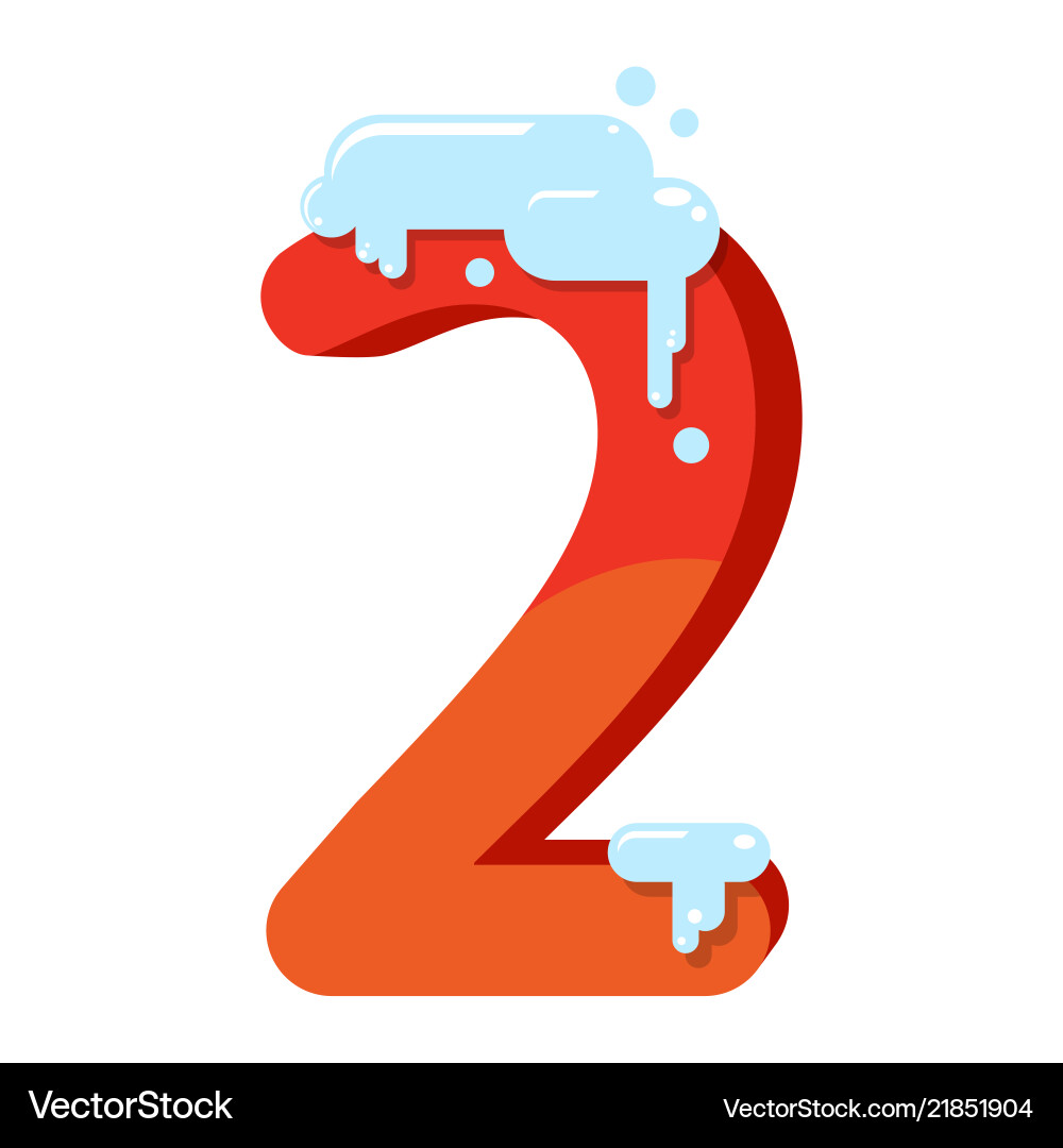 Figure is 2 in the snow number two Royalty Free Vector Image