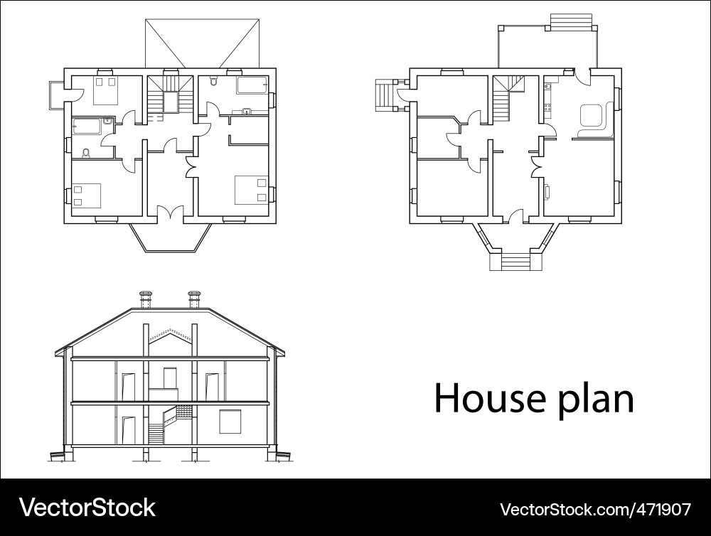 House plans Royalty Free Vector Image - VectorStock