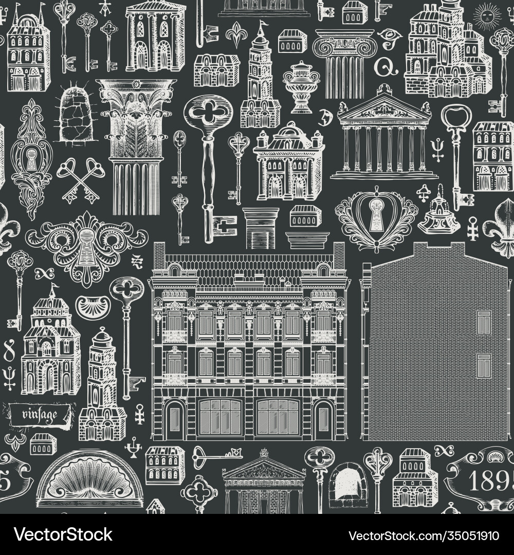 Seamless pattern on theme old architecture Vector Image