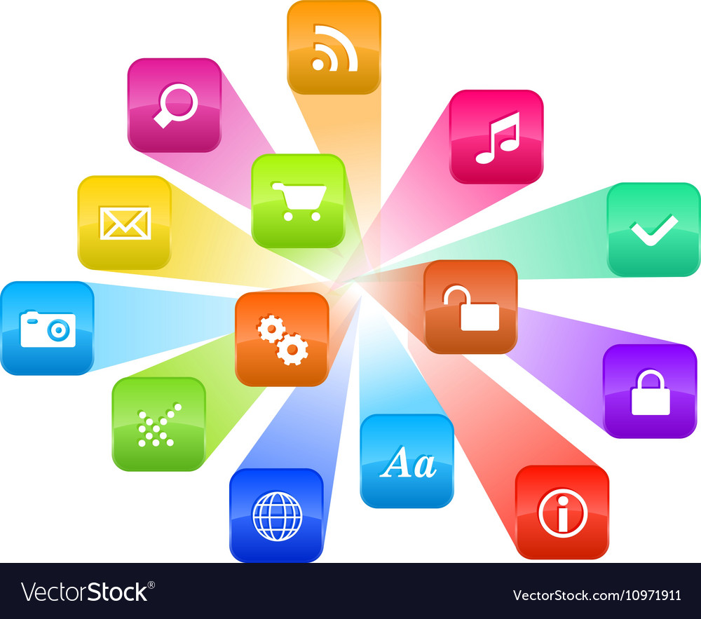 Software concept - cloud of colorful program icons