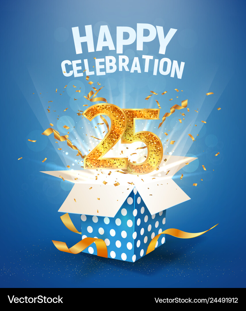 25 th years anniversary and open gift box Vector Image