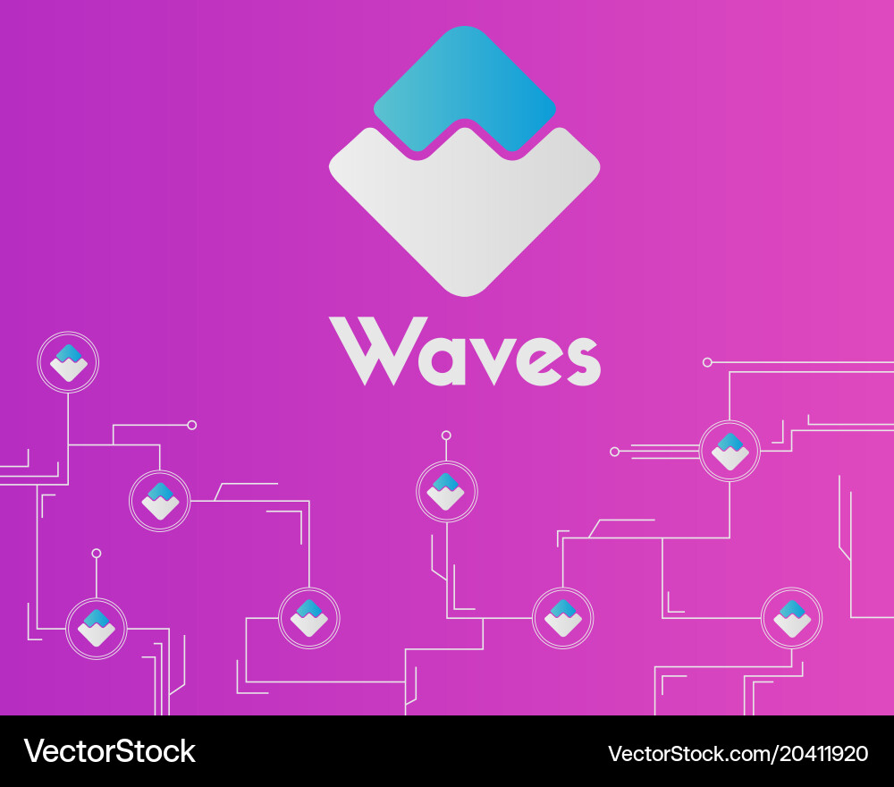 Waves blockchain network circuit style background Vector Image