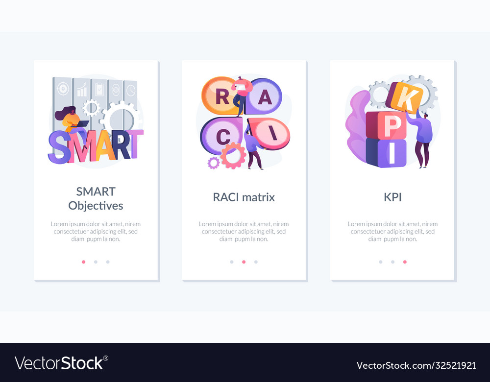 Performance plans and indicators app interface Vector Image