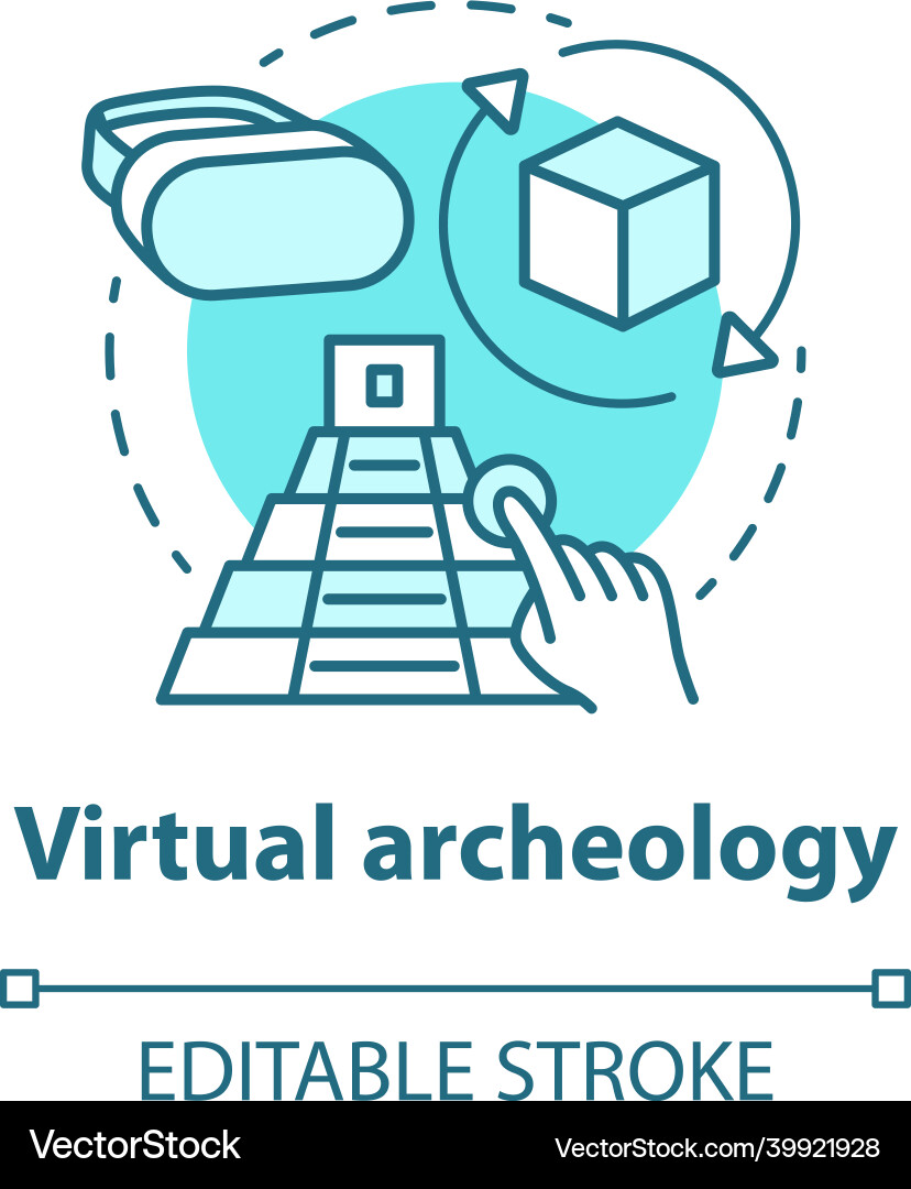 Virtual archeology concept icon computer Vector Image