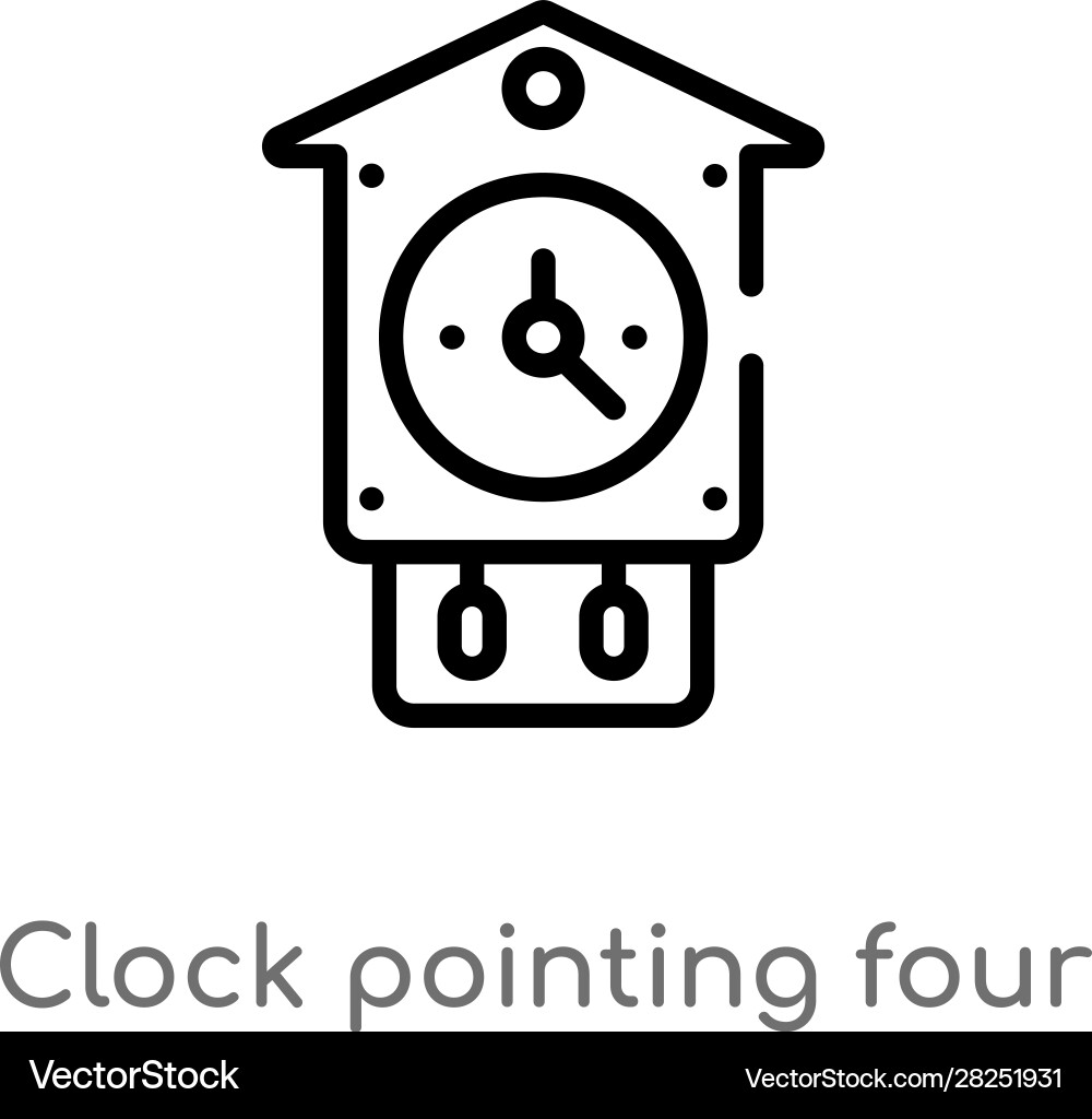 Outline clock pointing four oclock icon isolated Vector Image