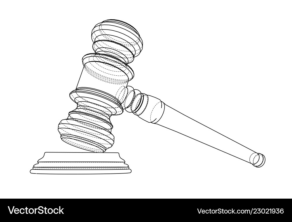 3d outline gavel rendering of Royalty Free Vector Image