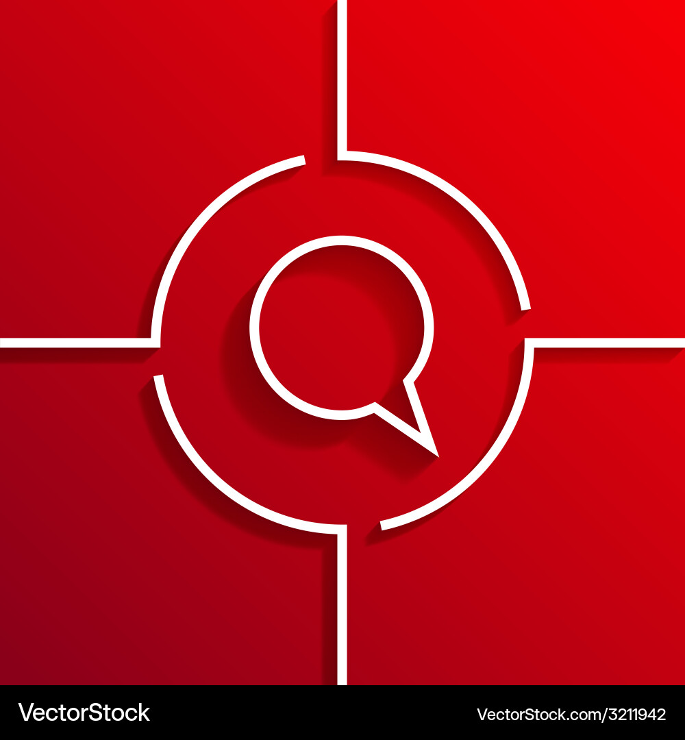 Modern white circle icon on red background Vector Image
