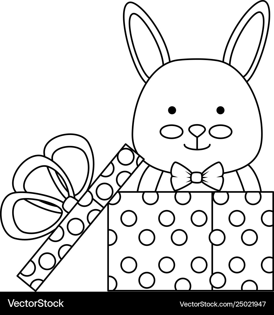 Cute rabbit in gift character icon Royalty Free Vector Image