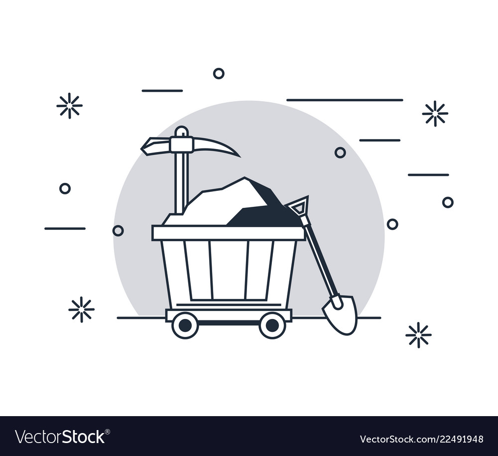 Mining zone and tools Royalty Free Vector Image