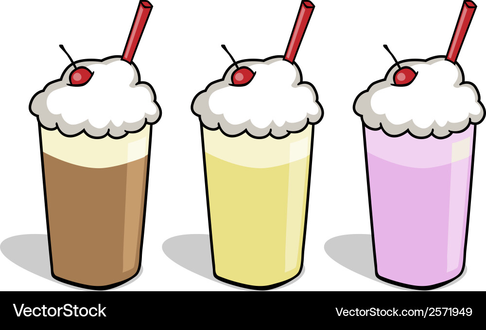 3 Milkshake Cartoons Royalty Free Vector Image