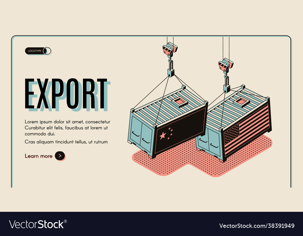 Foreign countries goods export website Royalty Free Vector