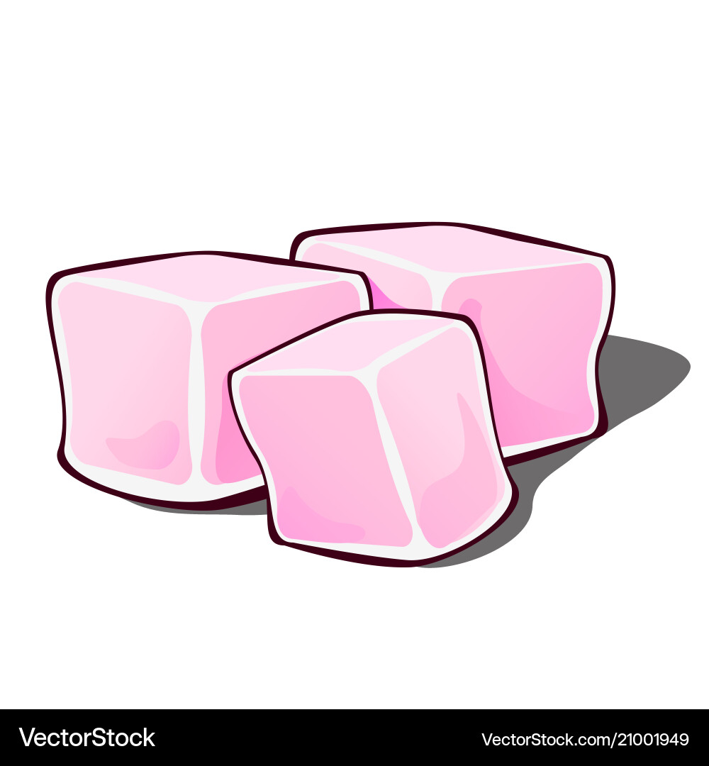 Three pink sweet edible cube isolated on a white Vector Image