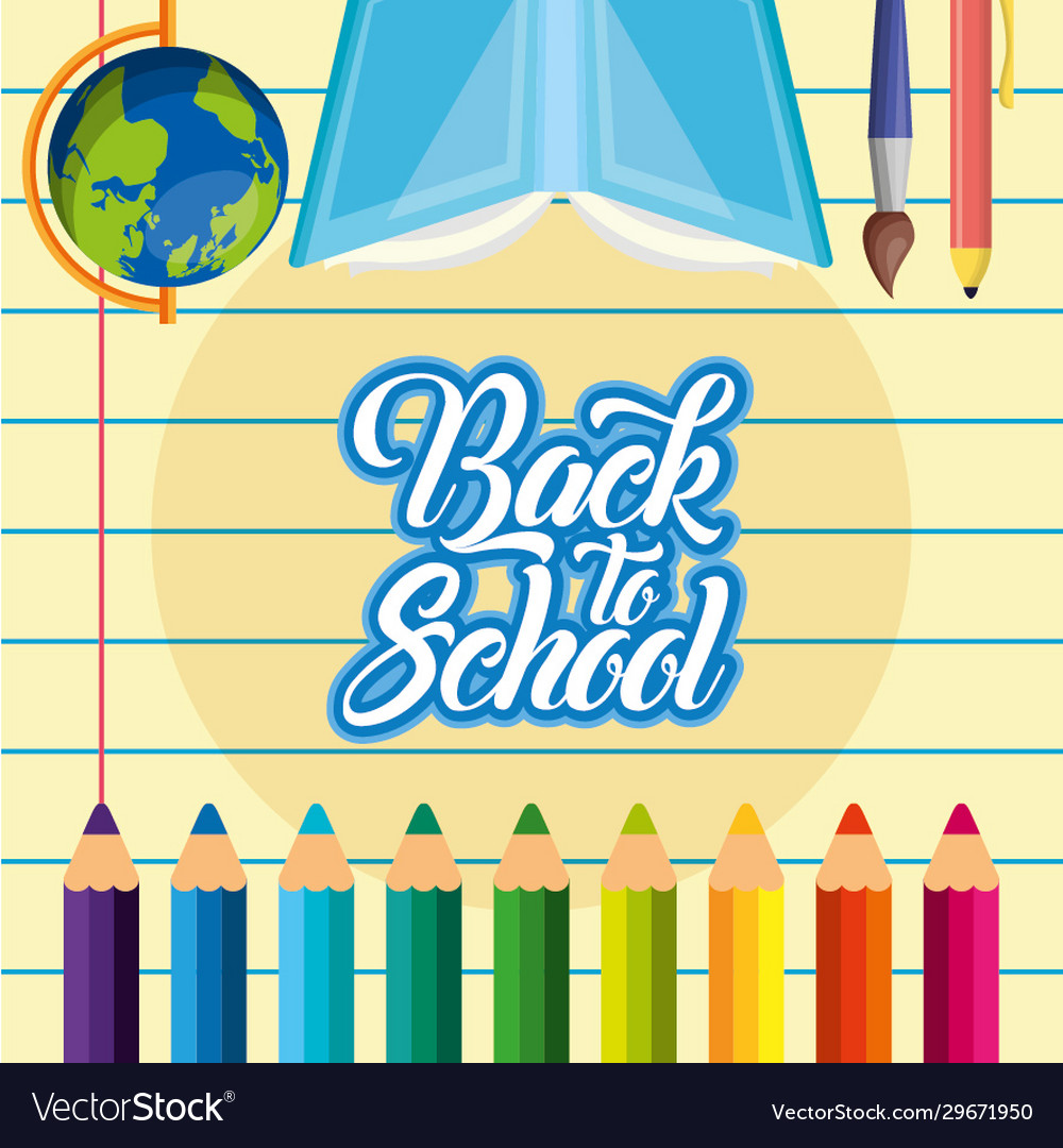 Back to school poster with colors pencils Vector Image