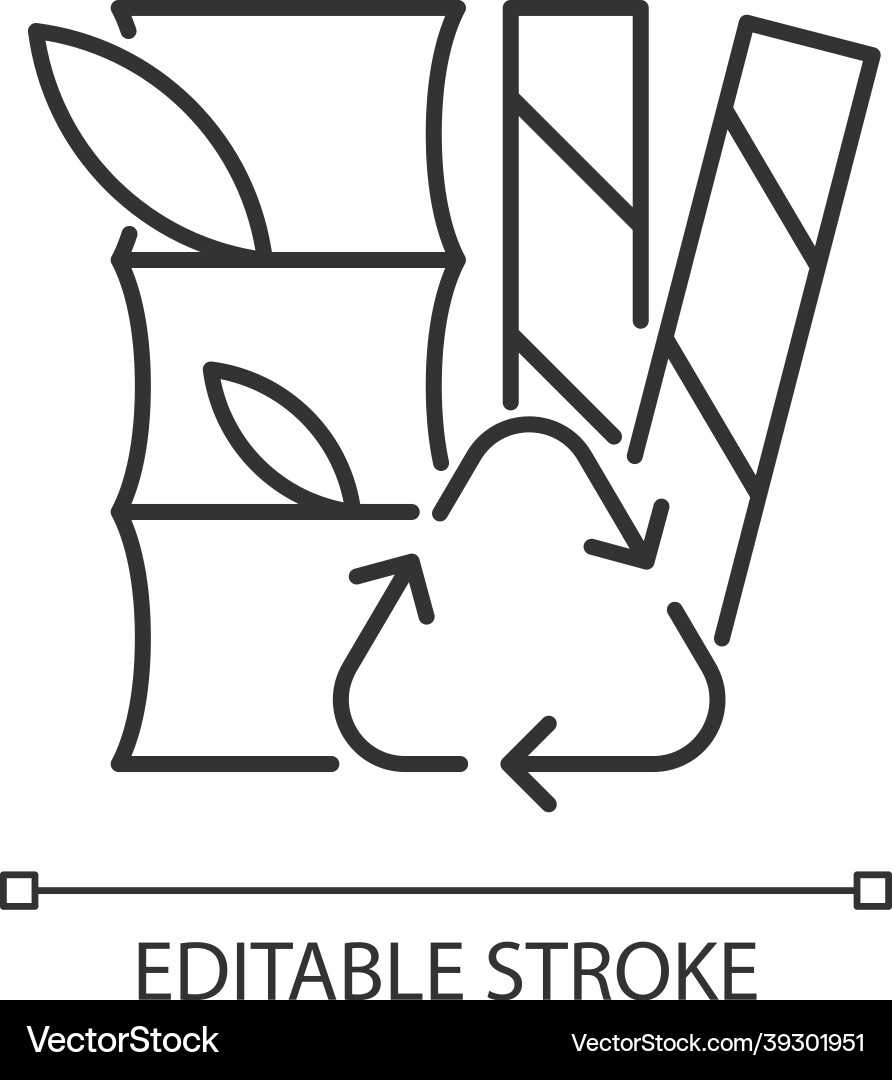 Compostable straws from plants linear icon Vector Image