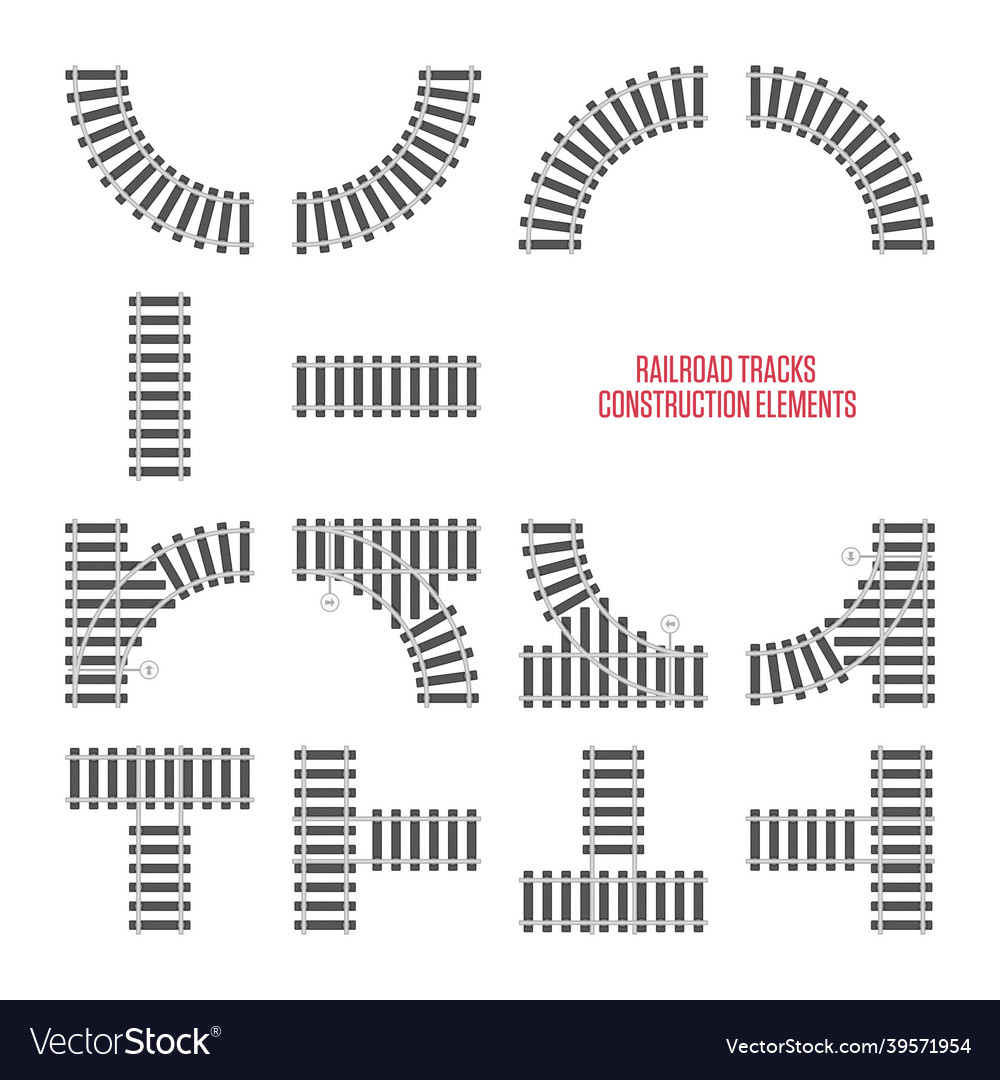 Railroad tracks construction elements Royalty Free Vector