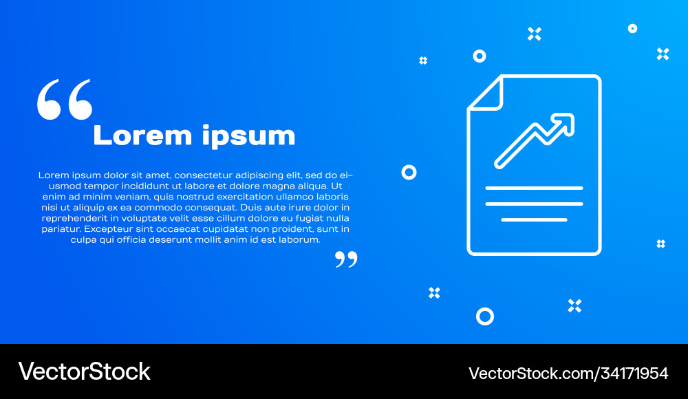 White line document with graph chart icon isolated