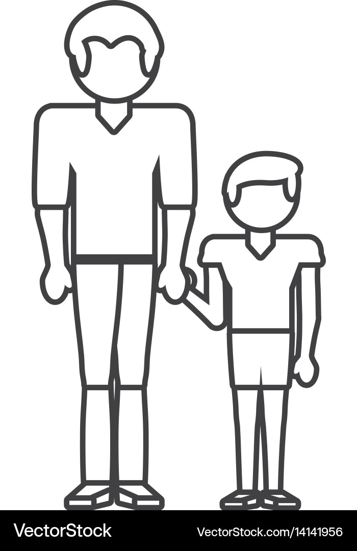Dad and son style outline Royalty Free Vector Image - VectorStock