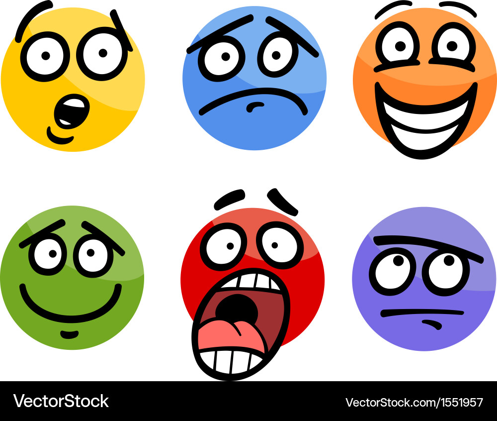 Emoticon or emotions set cartoon Royalty Free Vector Image