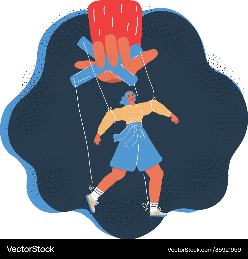 Hand puppet woman control Royalty Free Vector Image