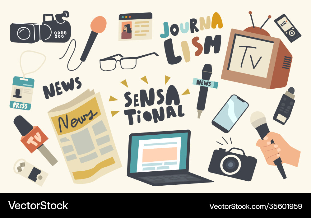 Set icons journalistics profession theme Vector Image