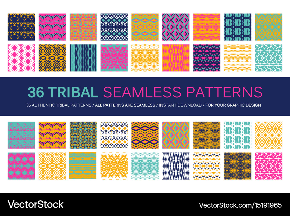 Set of 36 tribal seamless patterns Royalty Free Vector Image