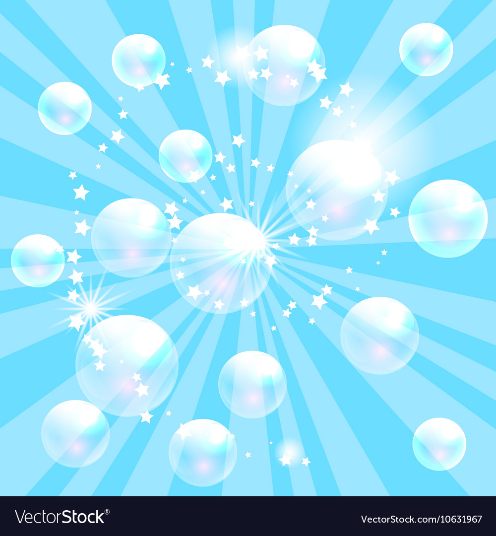 Soap bubbles blue background Royalty Free Vector Image