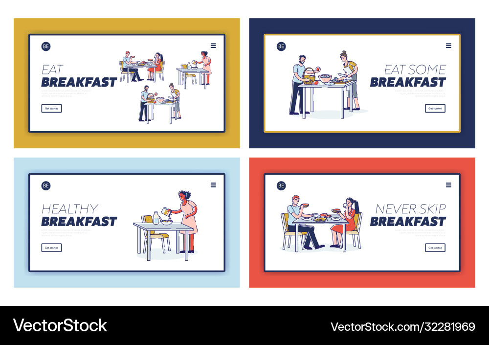 Healthy breakfast website set template landing Vector Image