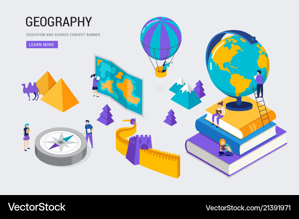 Geography class school college lesson isometric Vector Image