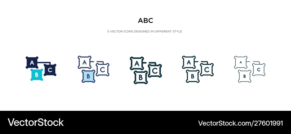 Abc icon in different style two colored Royalty Free Vector