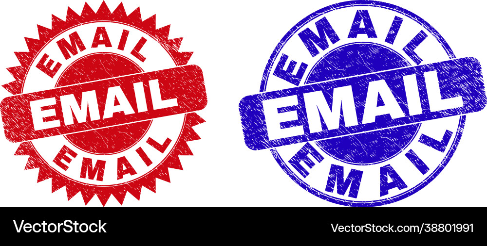 Email rounded and rosette watermarks with grunge Vector Image