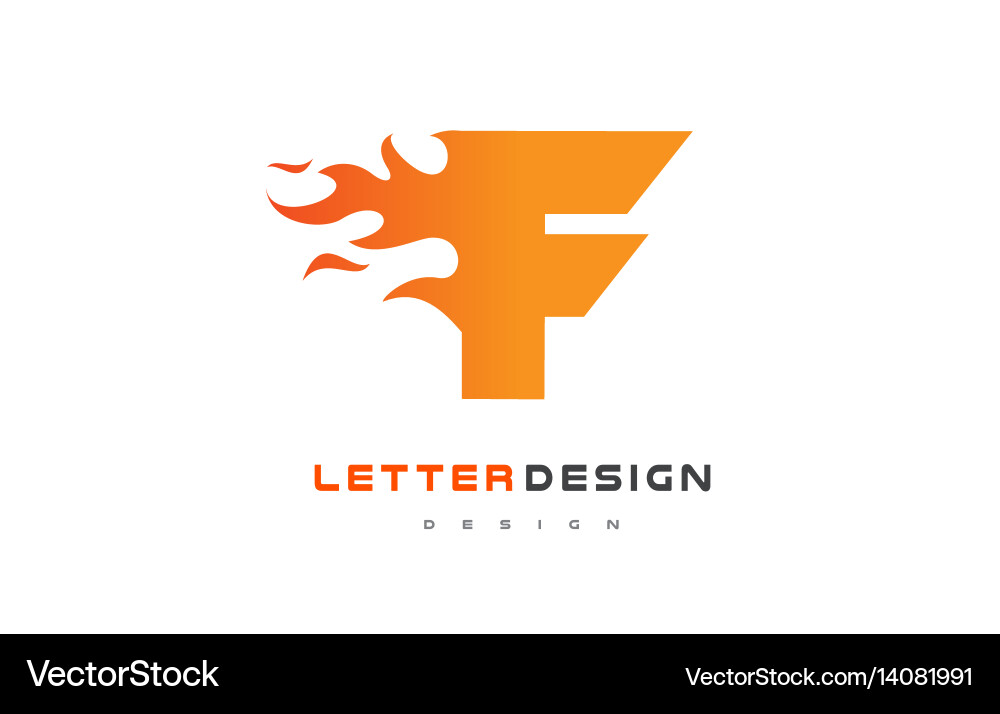 F letter flame logo design fire logo lettering Vector Image