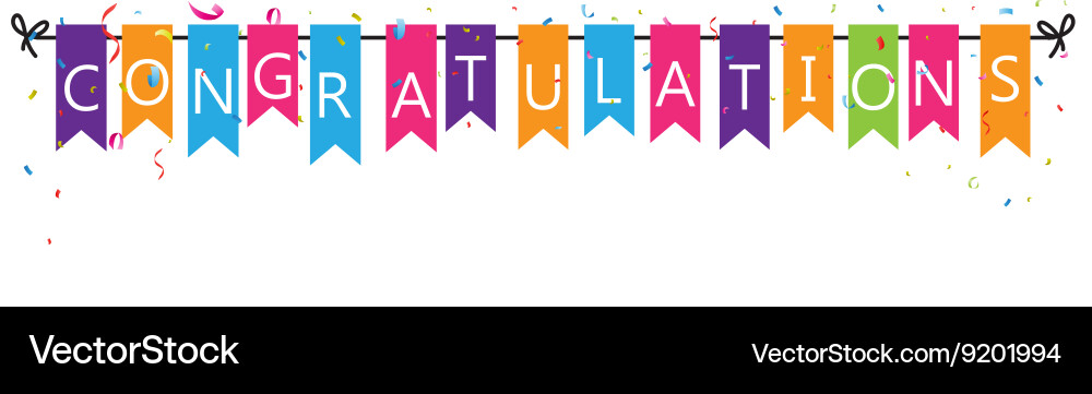 Congratulations with bunting flags Royalty Free Vector Image