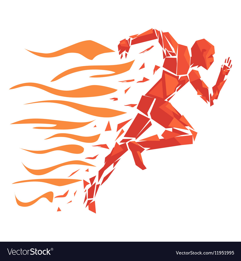 Fire running man Royalty Free Vector Image - VectorStock