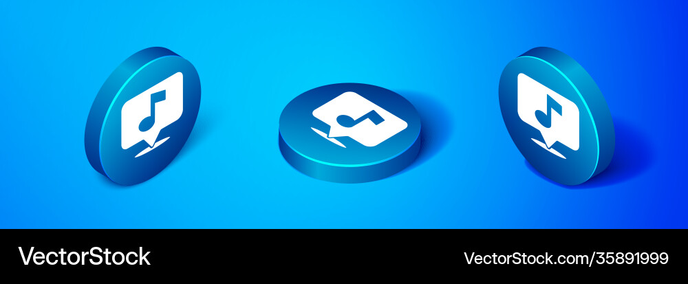 Isometric musical note in speech bubble icon Vector Image