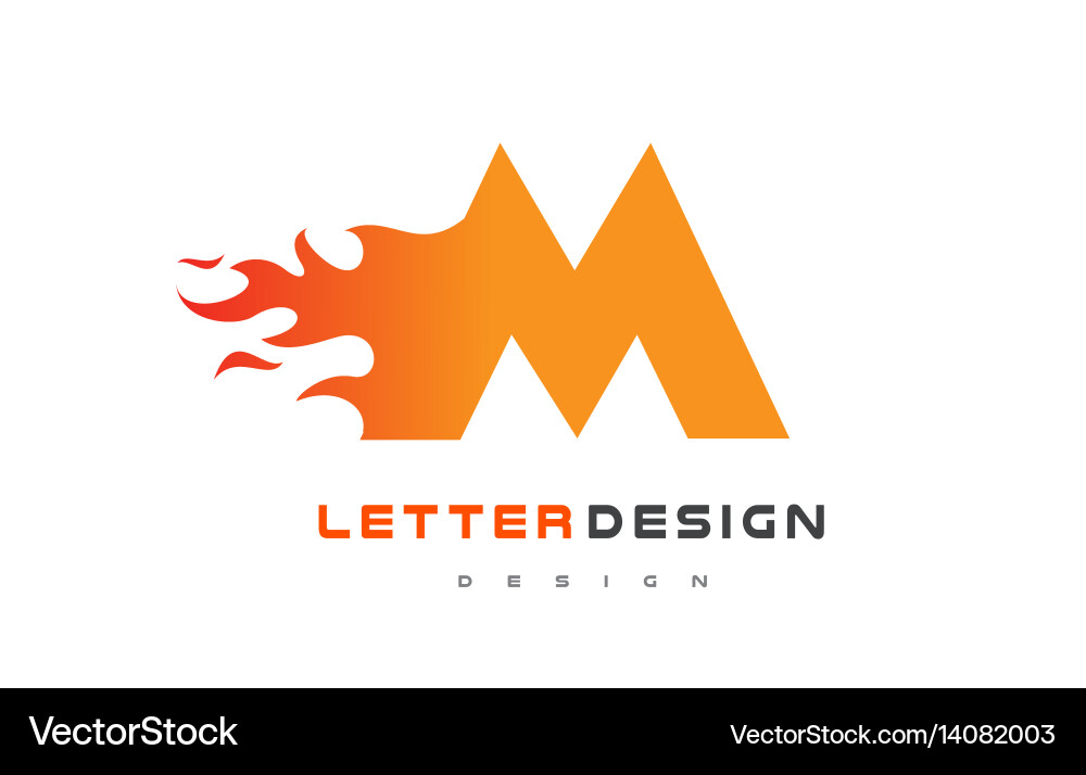 M letter flame logo design fire logo lettering Vector Image