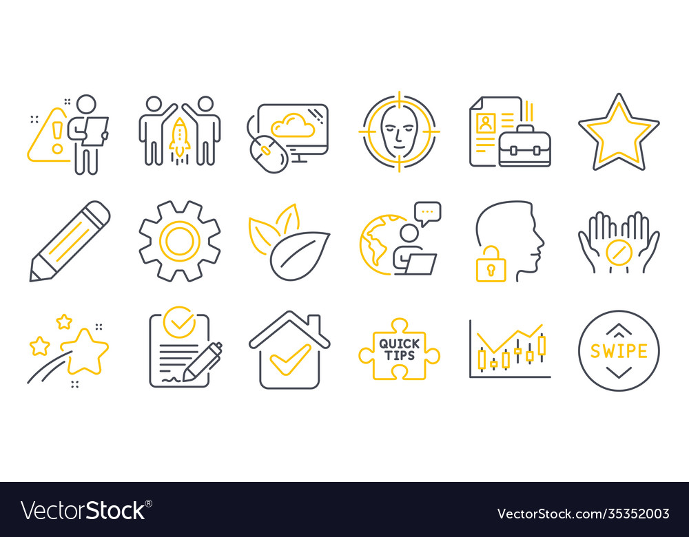 Set science icons such as face detect swipe Vector Image Set science icons such as face detect swipe Vector Image