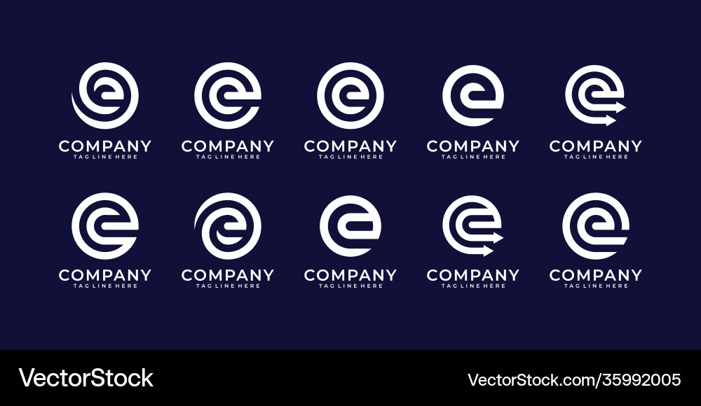 Collection letter e in circle monogram logo Vector Image